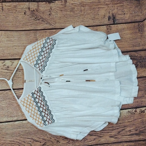 Free People | Tops | Free People Market V Neck Embroidered Top | Poshmark